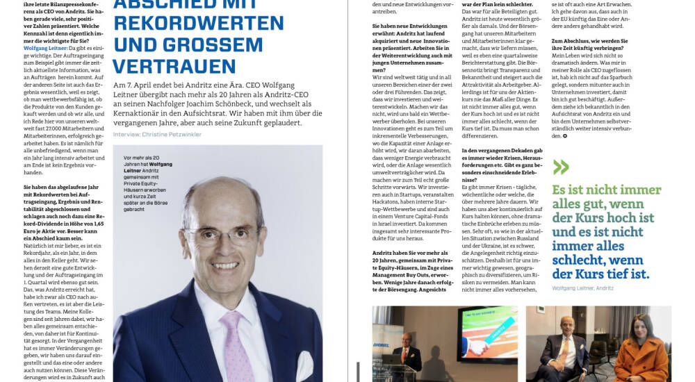 Andritz-CEO Wolfgang Leitner: Abschied mit Rekordwerten und großem ...