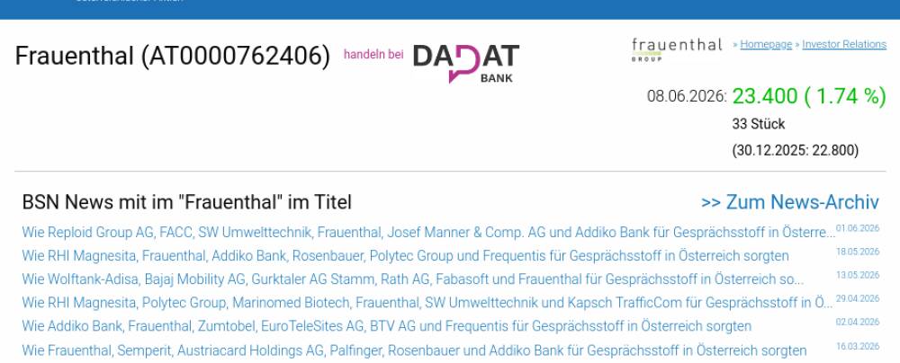 Wie VAS AG, Marinomed Biotech, Rath AG, Frauenthal, Zumtobel und UBM ...
