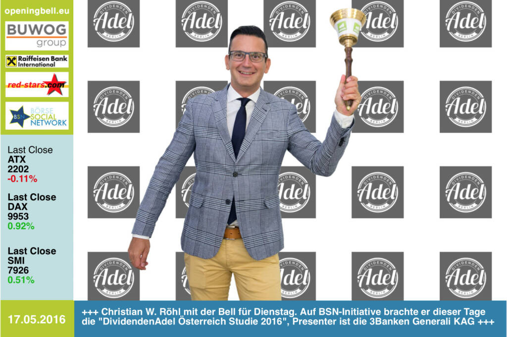 Christian W. Röhl mit der Opening Bell nach Pfingsten und für die ...